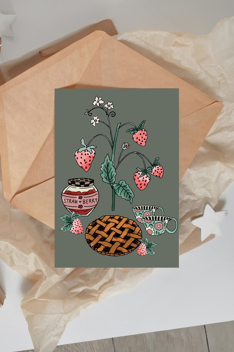 Strawberry Greeting Card Printable |hand Drawn |strawberry Shortcake ...
