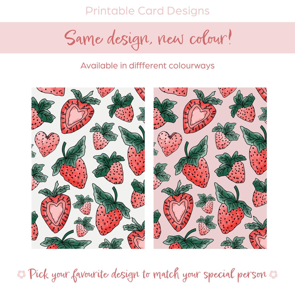 Strawberry Greeting Card Printable |hand Drawn |strawberry Shortcake ...