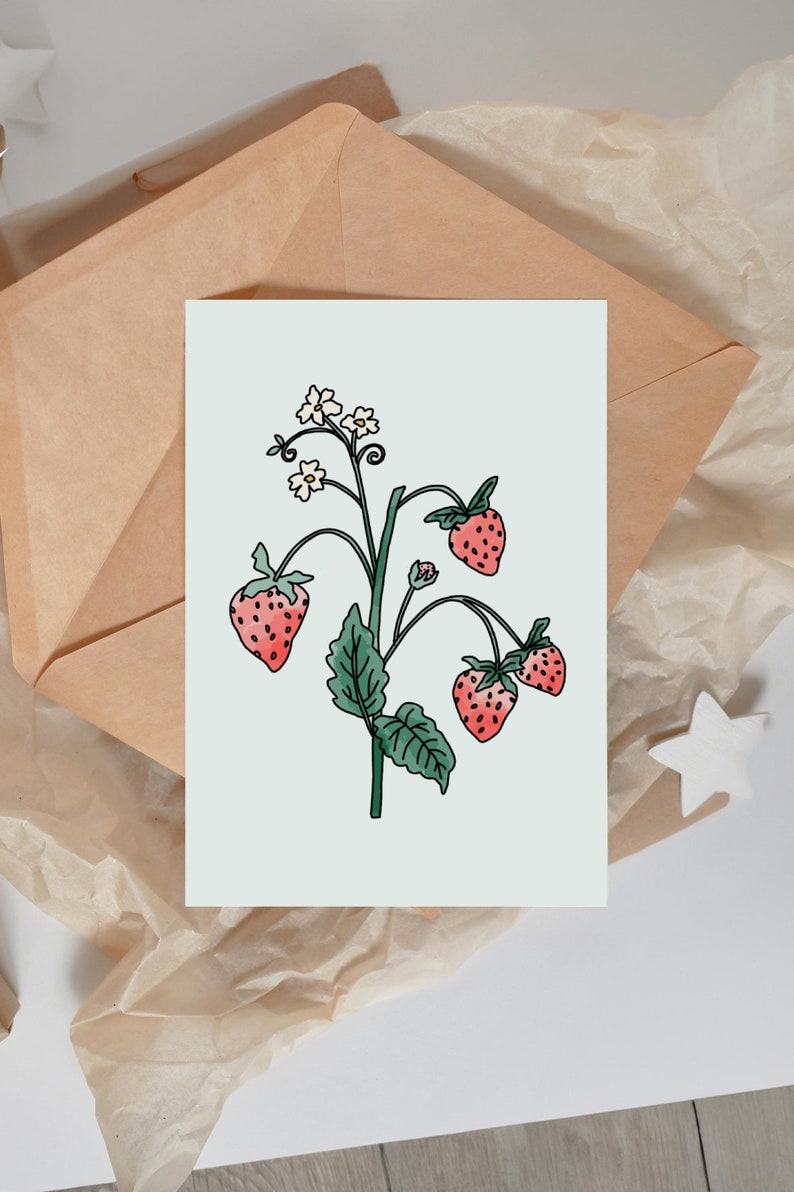 Strawberry Greeting Card Printable |hand Drawn |strawberry Shortcake ...