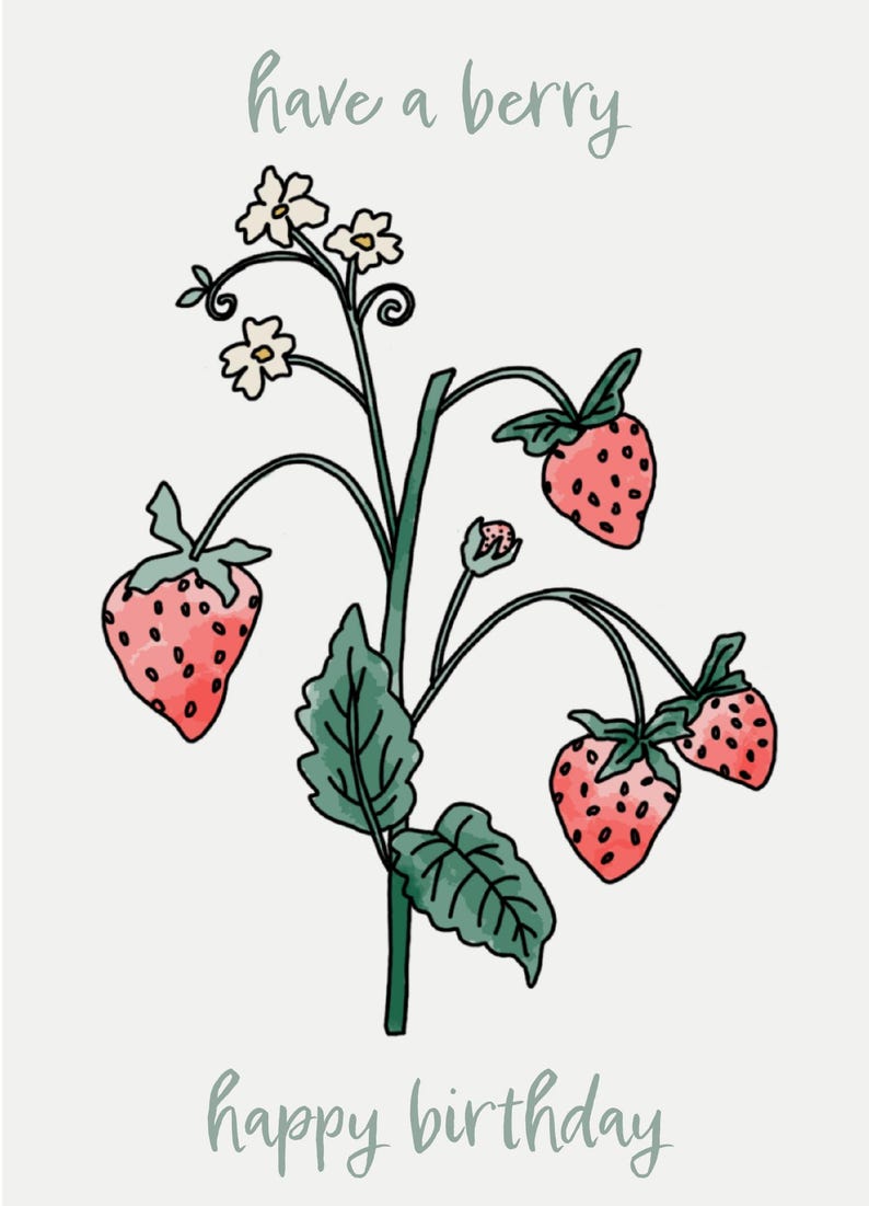 Have a Berry Happy Birthday Card | Printable Card | Strawberry ...