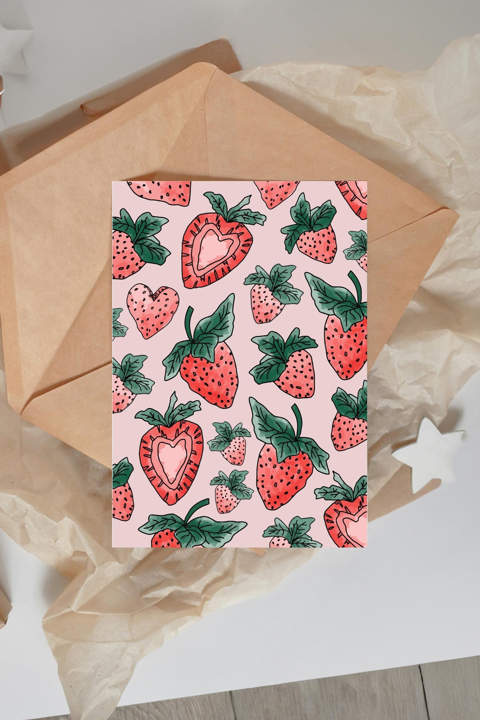 Strawberry Greeting Card Printable |hand Drawn |strawberry Shortcake ...
