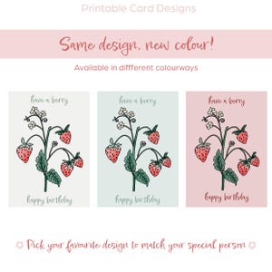 Happy A Berry Happy Birthday Card | Printable Card | Strawberry Theme ...