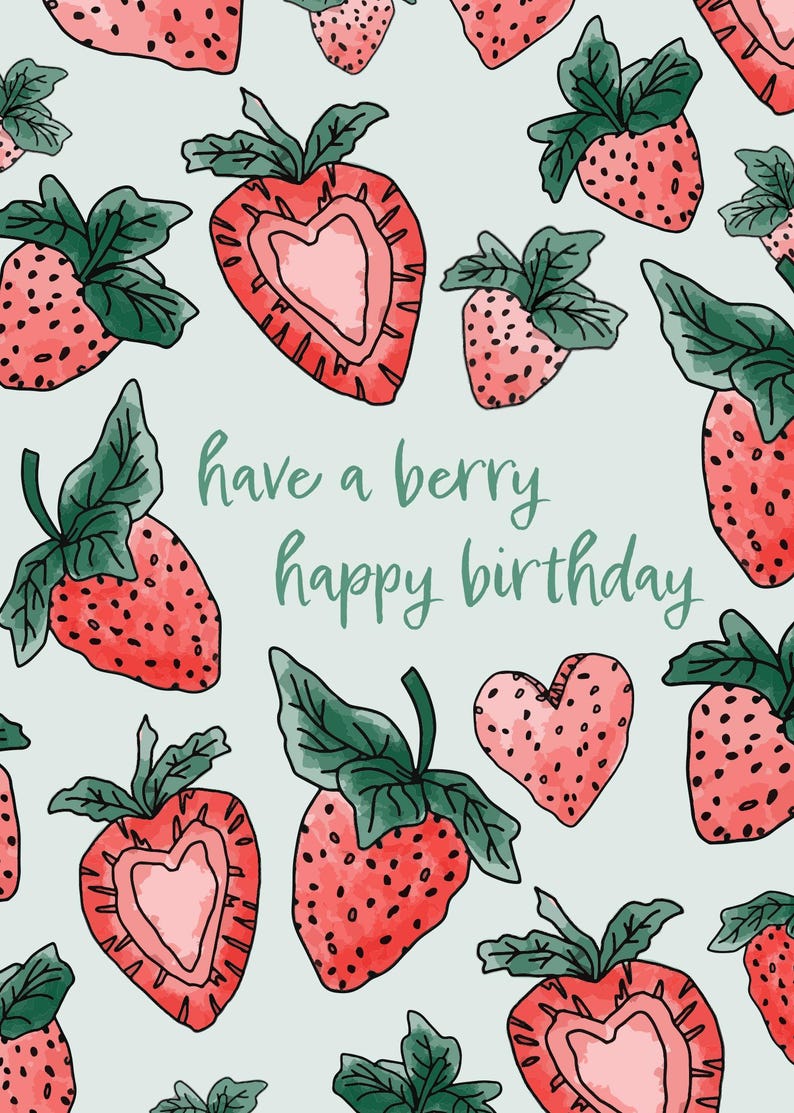 Happy Birthday Card | Printable Card | Strawberry Shortcake-inspired ...
