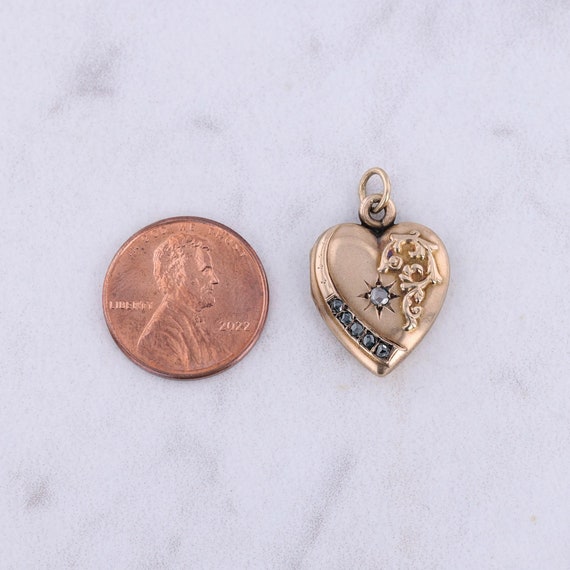 Antique Diamond Heart Locket of 10k Gold - Gem