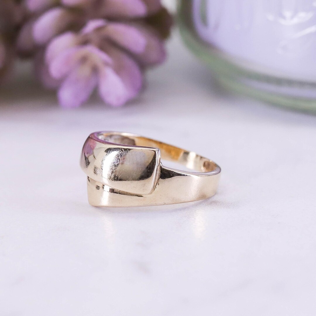Vintage Crossover Ring of 14k Gold - Etsy