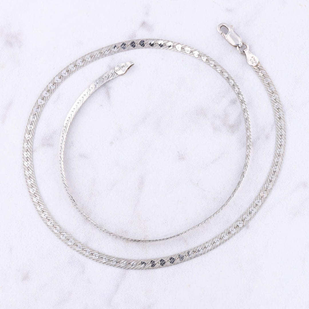 Vintage Herringbone Heart Chain of Sterling Silver - Etsy