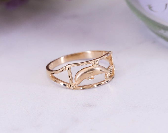 Vintage Dolphin Ring of 10k Gold - Etsy