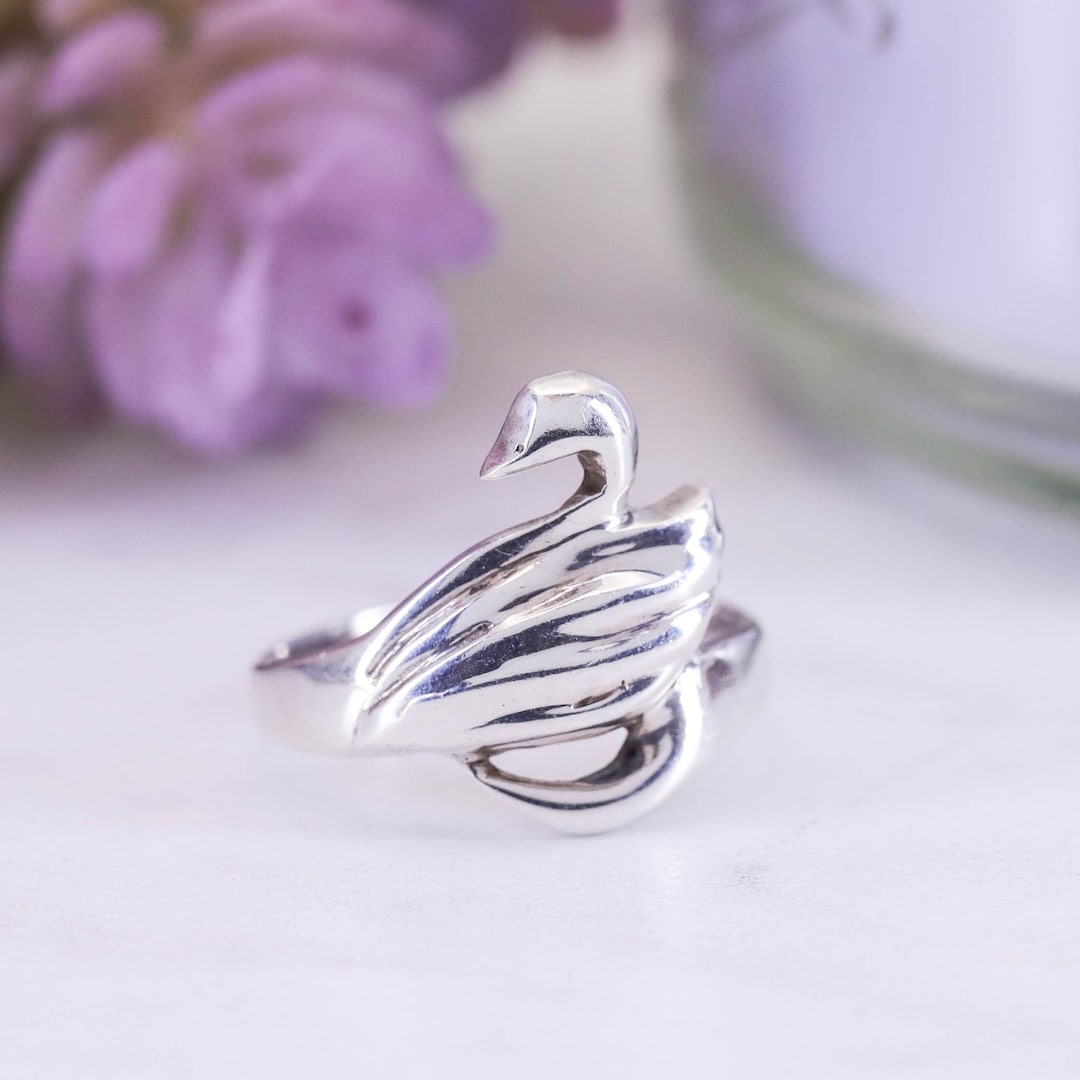 Vintage Swan Ring of Sterling Silver - Etsy