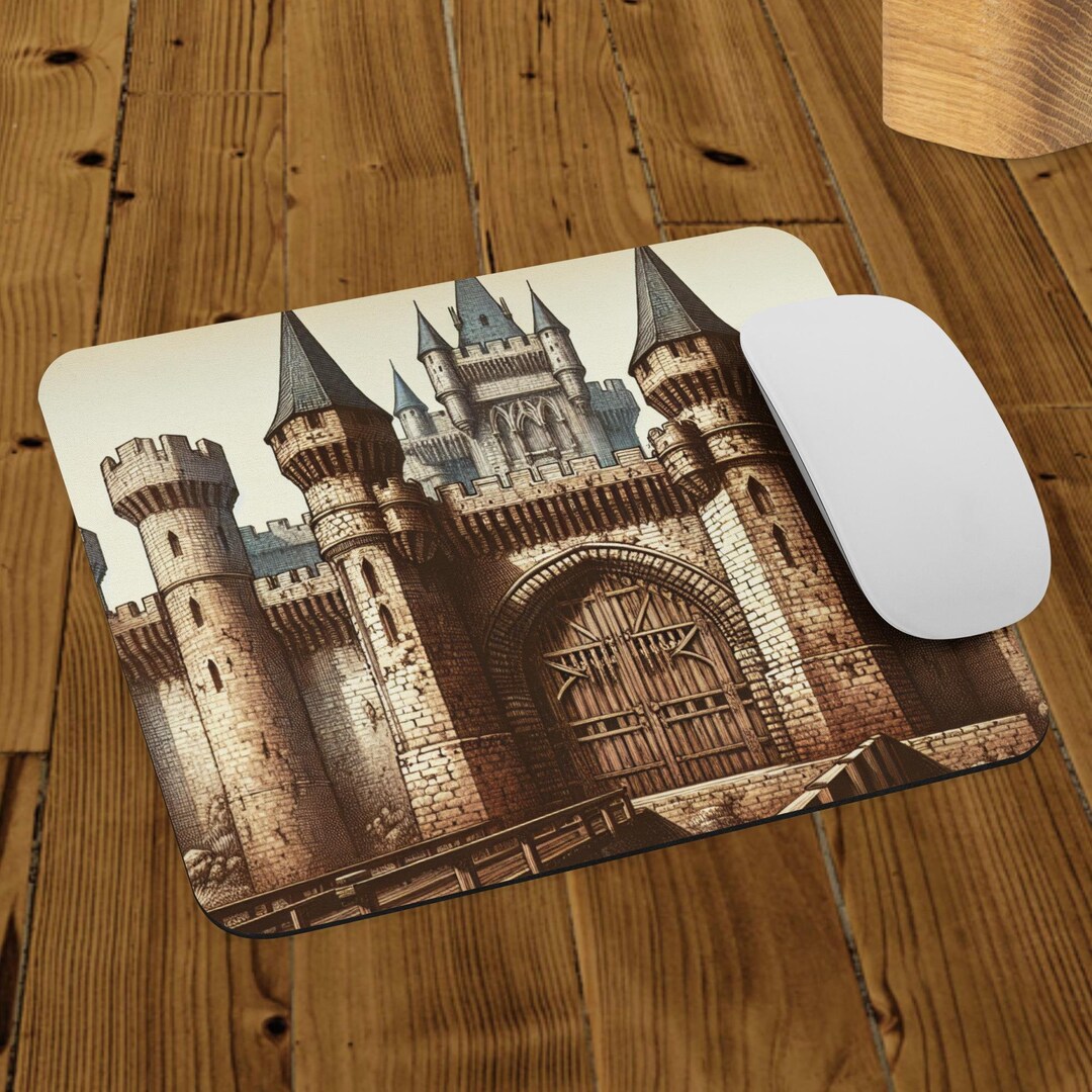 Majestic Medieval Castle Mouse Pad Towers, Battlements, Central ...