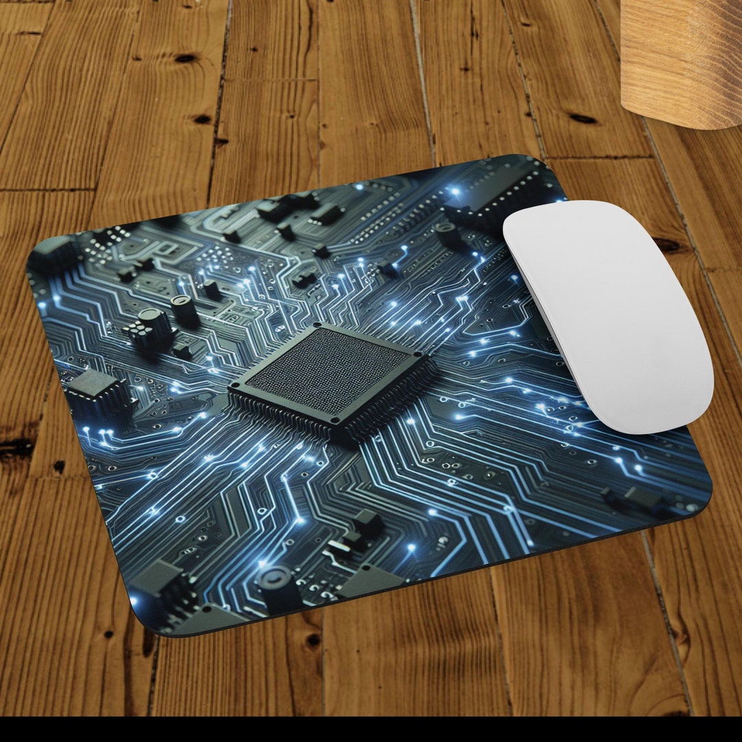 Detailed Circuit Board Mouse Pad Glowing Pathways, Nodes, Prominent ...
