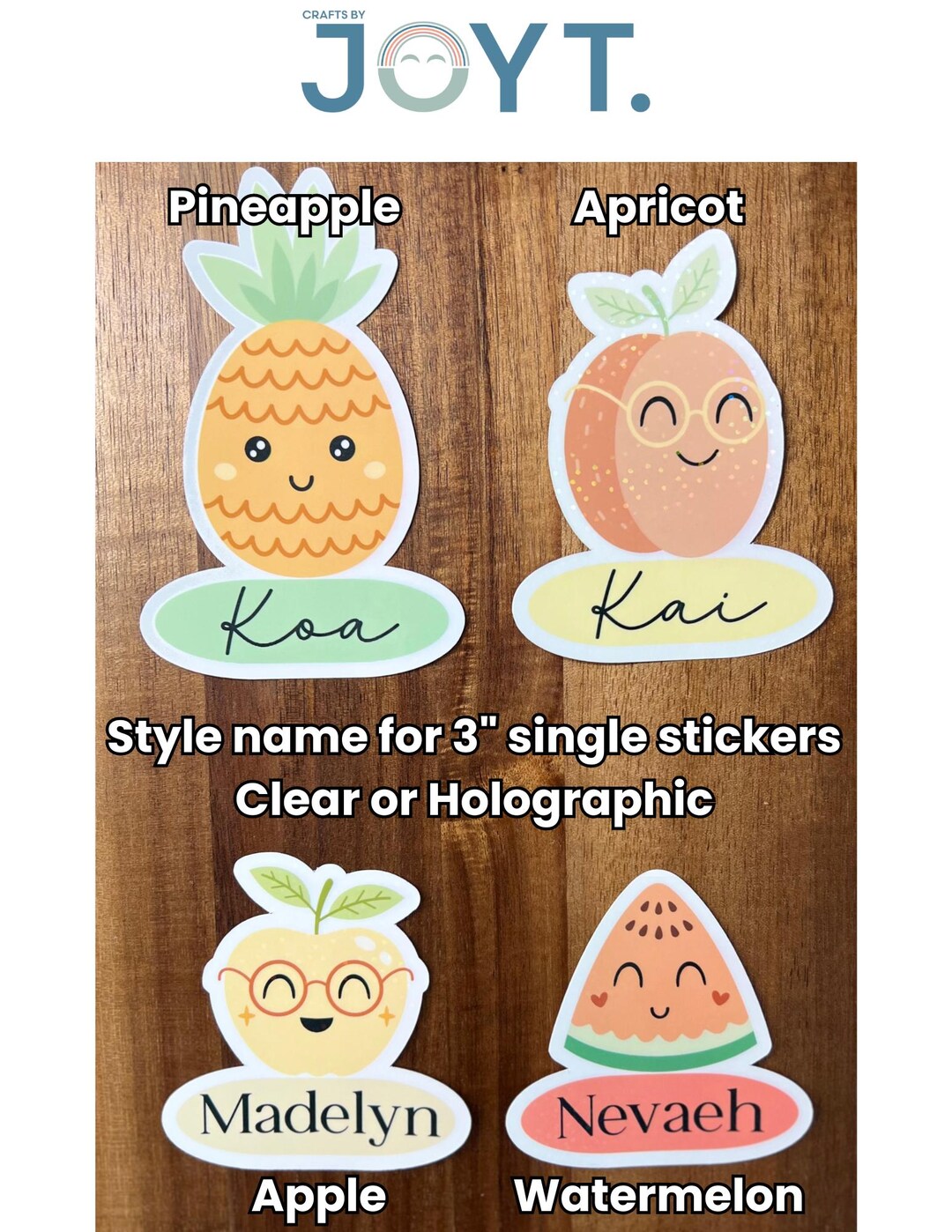 3" Personalized Fruit Sticker - Vinyl Water-resistant Stickers - Etsy