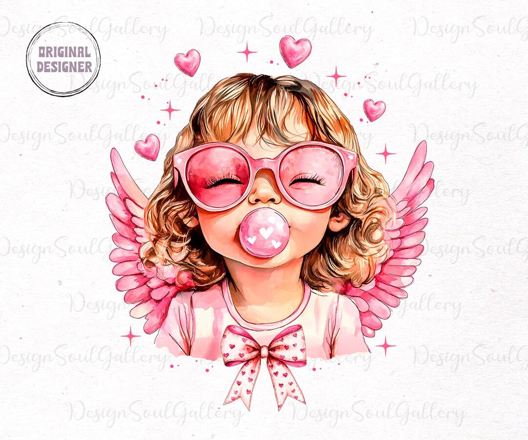 Retro Cupid Blowing Bubble PNG, Vintage Valentines Day Png, Funny Cupid ...