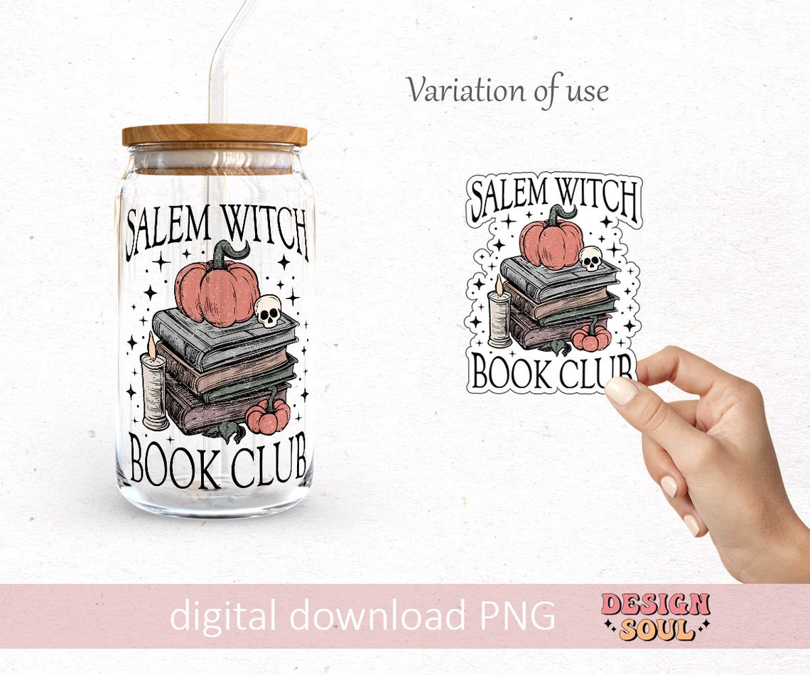 Salem Witch Book Club PNG, Spooky Season Png, Spooky Readers Png, Retro ...