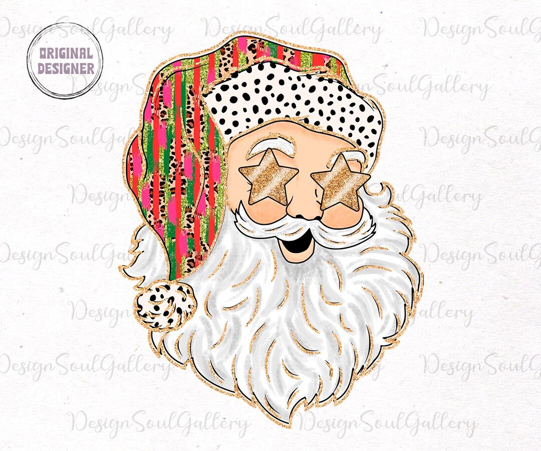 Colorful Glitter Santa Png, Colorful Santa Png, Coquette Christmas Png ...