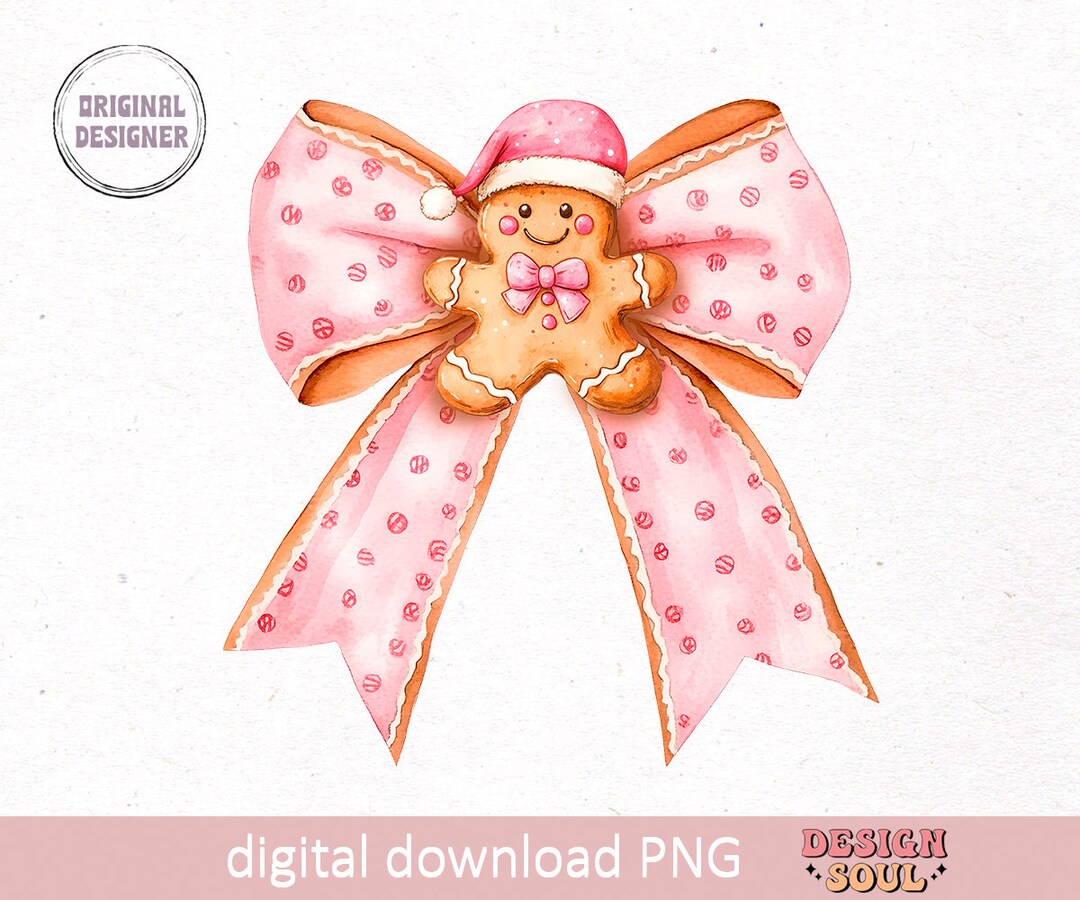 Gingerbread Bow Png, Christmas Bow Png, Coquette Christmas Png, Girly ...