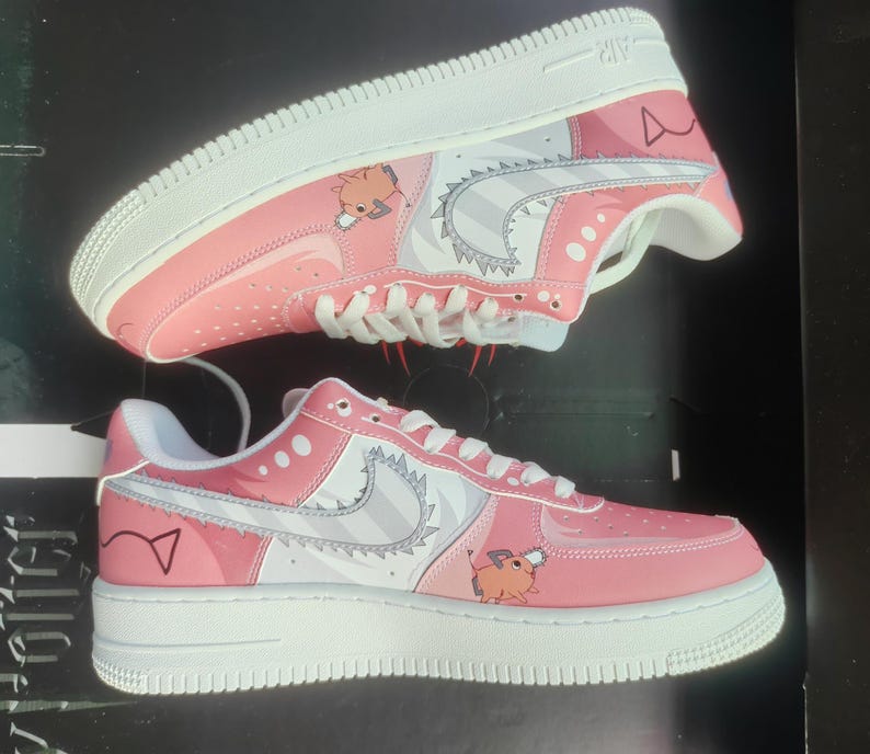 Custom Pink Anime Sneakers: Hand-painted Air Force 1-style Shoes ...