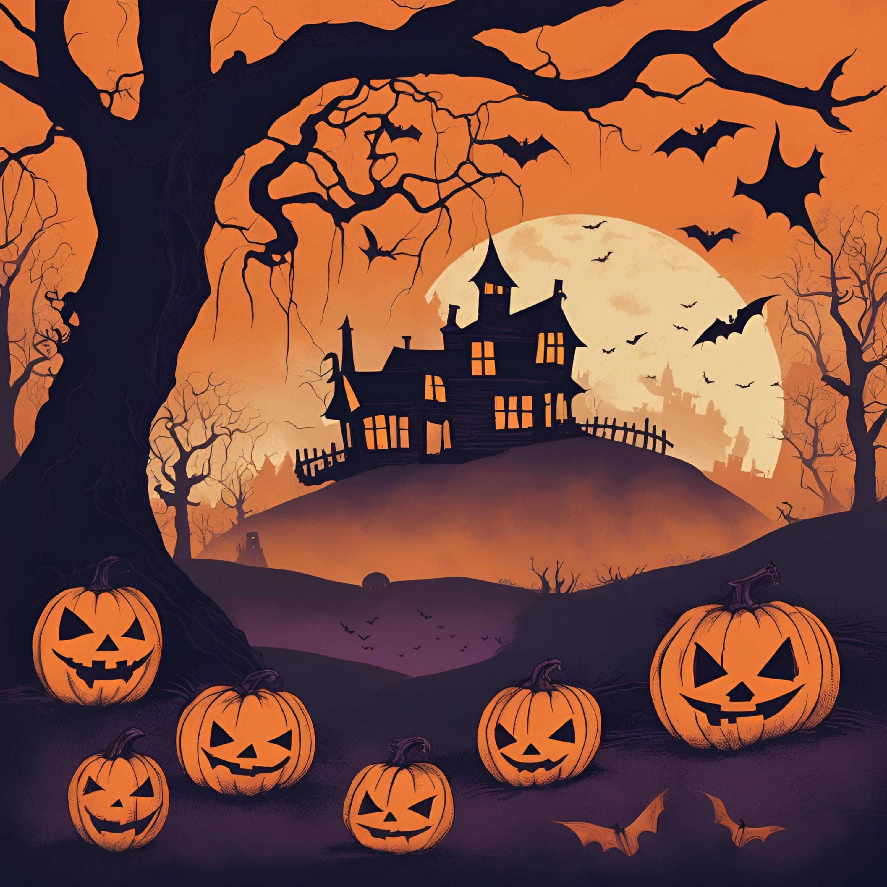 Haunted Scene Printable Art Scary Autumn Night Decor for Spooky Season ...
