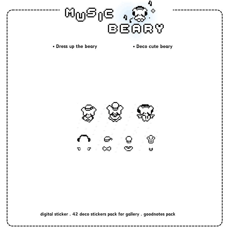 Digital Stickers Deco for Goodnotes | Png MUSIC BEARY | Digital Planner ...