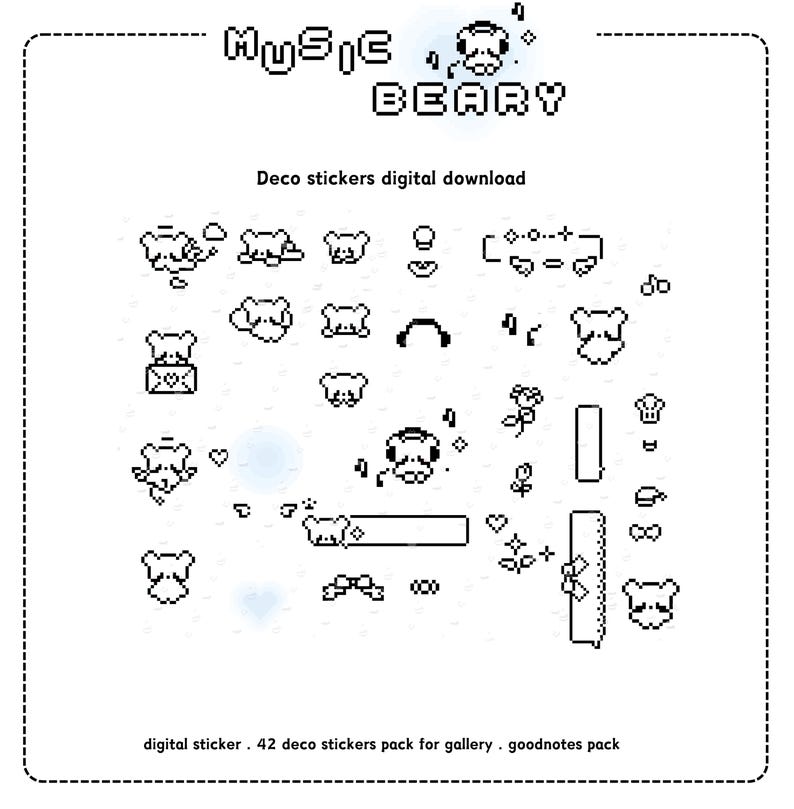 Digital Stickers Deco for Goodnotes | Png MUSIC BEARY | Digital Planner ...