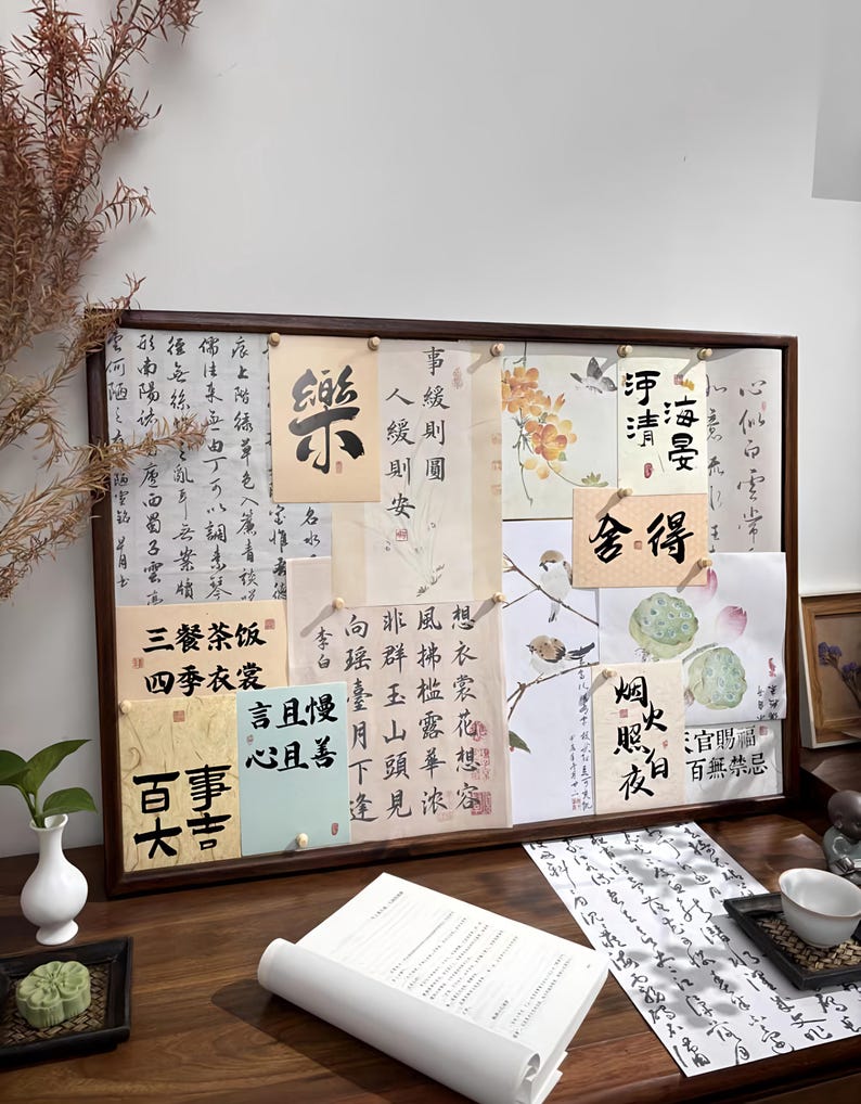 Traditional Chinese Style Bulletin Board – Wooden Frame for Notes ...