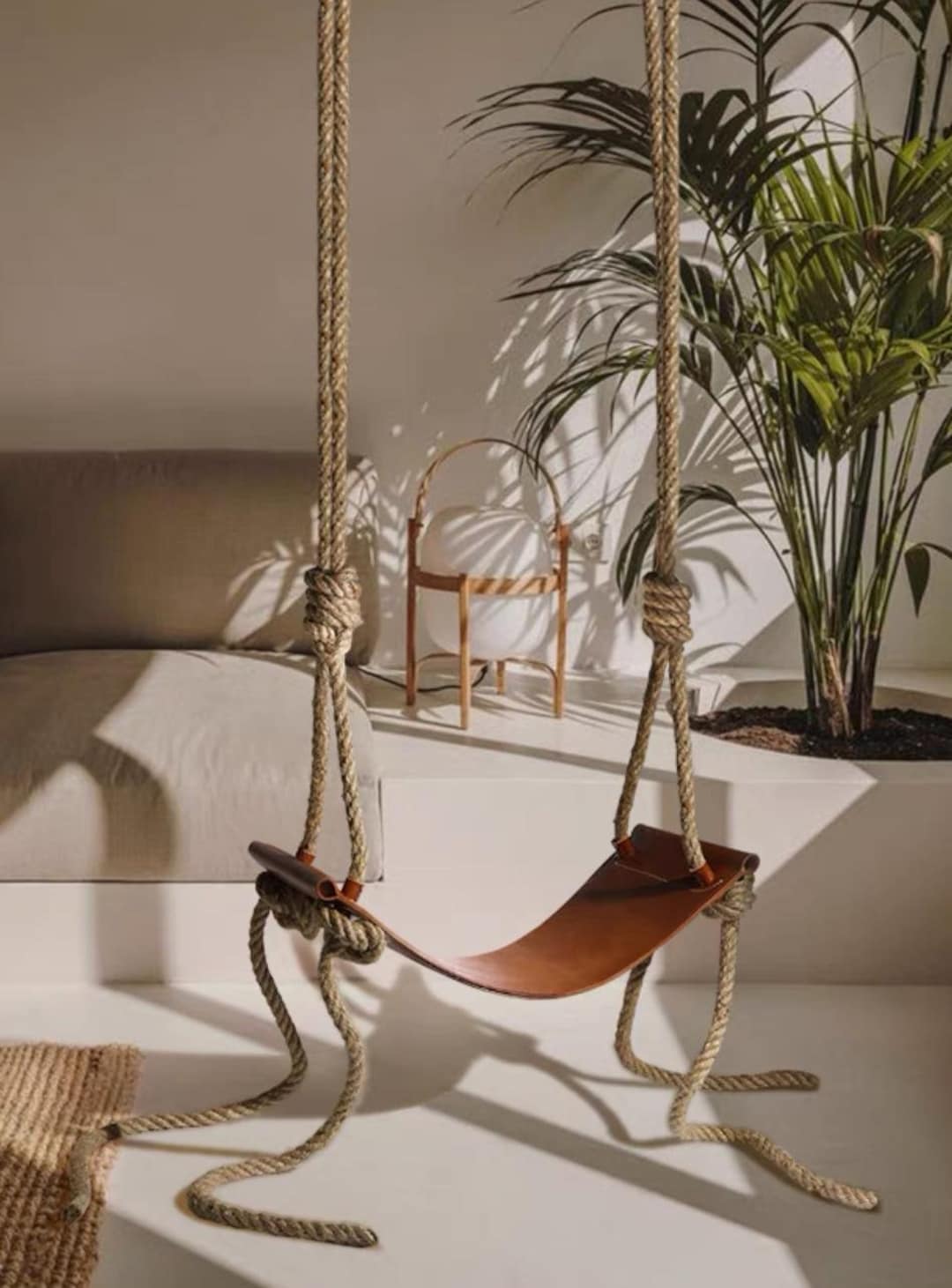 Rope Leather Swing, Indoor Decorative Luxurious Swing, Interior Swing ...