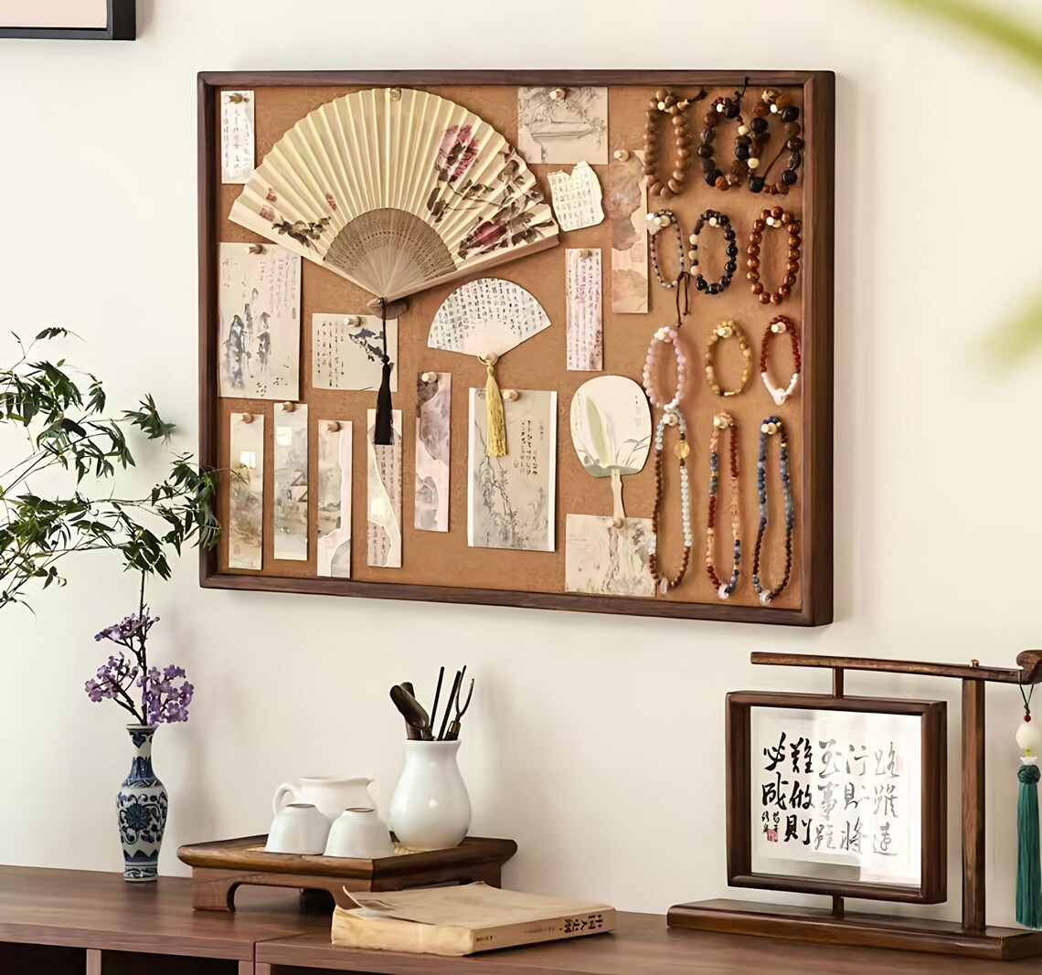 Traditional Chinese Style Bulletin Board – Wooden Frame for Notes ...