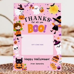 Halloween Gift Card Holder, Thanks for All You Boo Favor for Class Gift ...