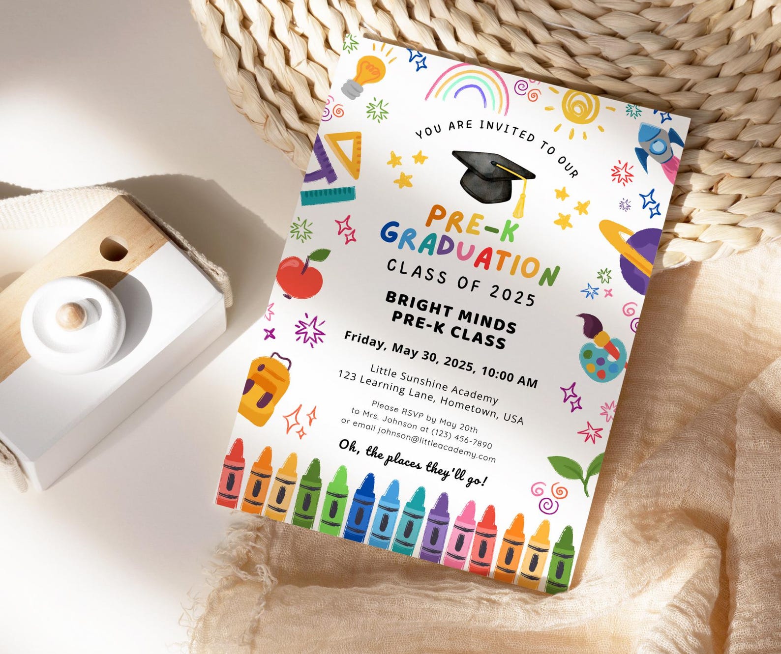 Preschool Graduation Invitation, Pre-k Grad Announcement Card Editable ...