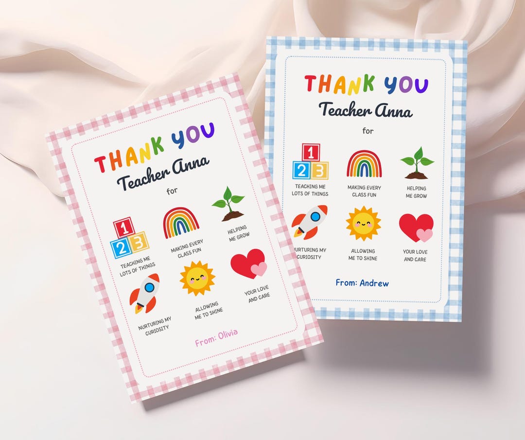 Editable Teacher Thank You Card, Printable Appreciation Gift, Canva ...