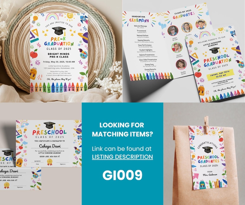 Pre-k Graduation Program Template, Class of 2025 Preschool Graduation ...