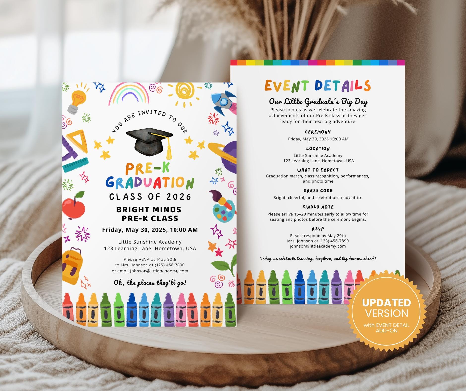 Preschool Graduation Invitation, Pre-k Grad Announcement Card Editable ...