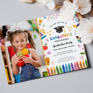 Preschool Graduation Invitation, Pre-k Grad Announcement Card Editable ...