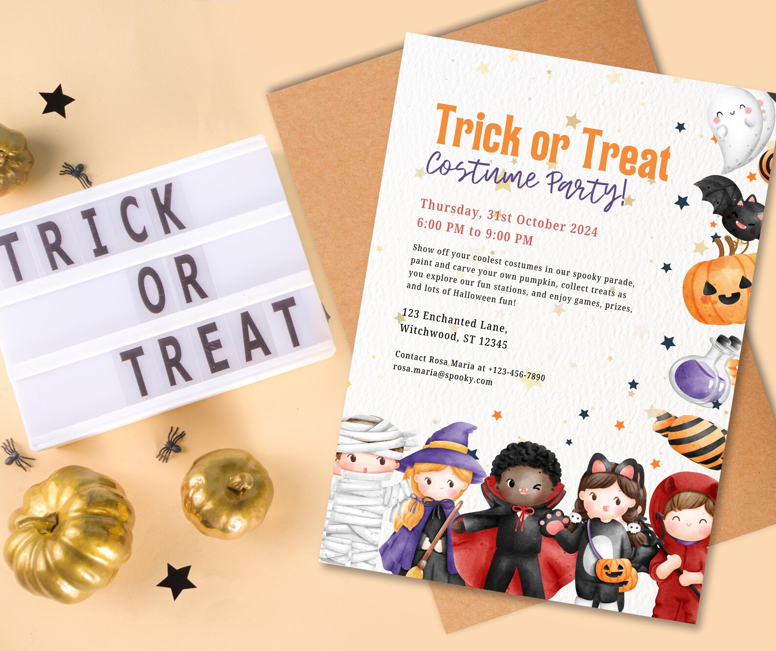 Editable Kids Halloween Party Invite, Halloween Party Invitation ...