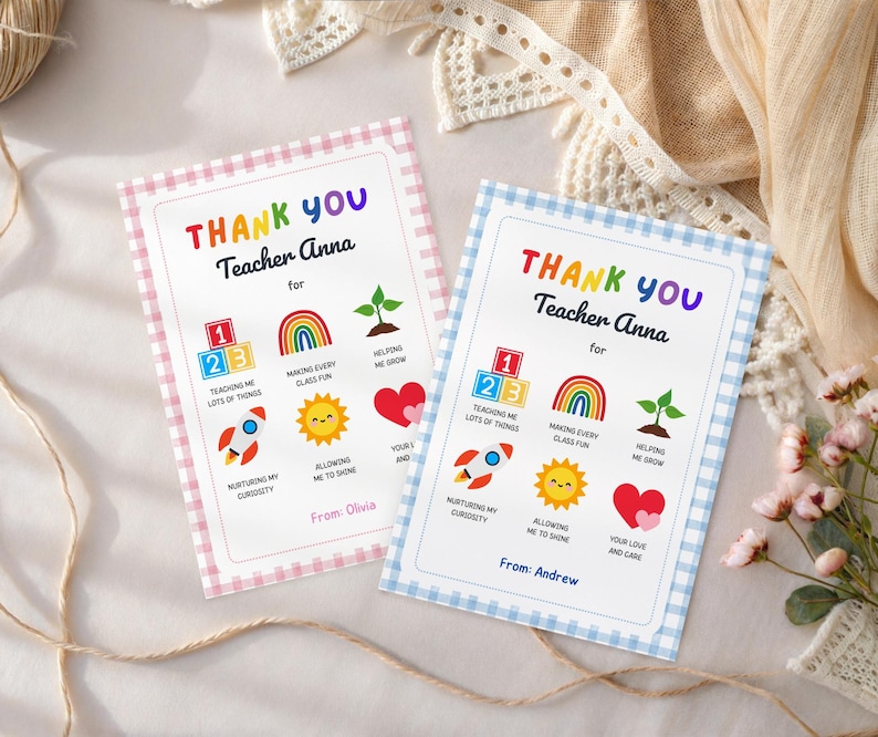 Editable Teacher Thank You Card, Printable Appreciation Gift, Canva ...