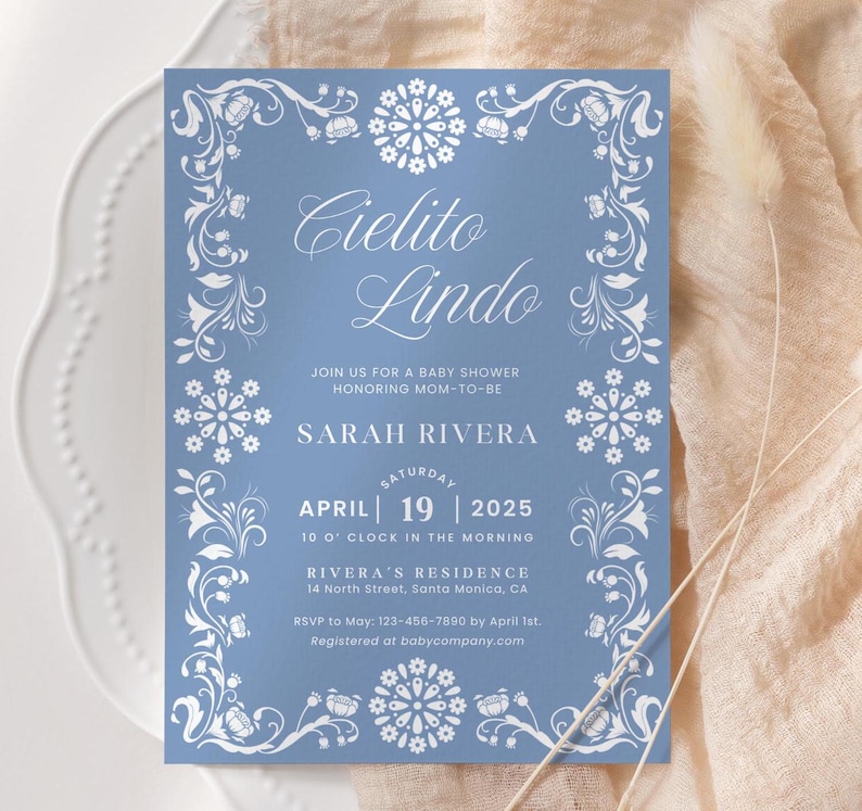 Editable Cielito Lindo Invitation, Mexican Baby Shower Invite, Blue ...