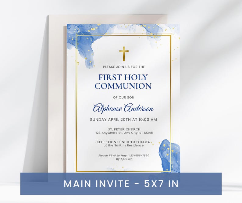 Blue First Communion Essential Bundle Template, Boy Holy Communion ...