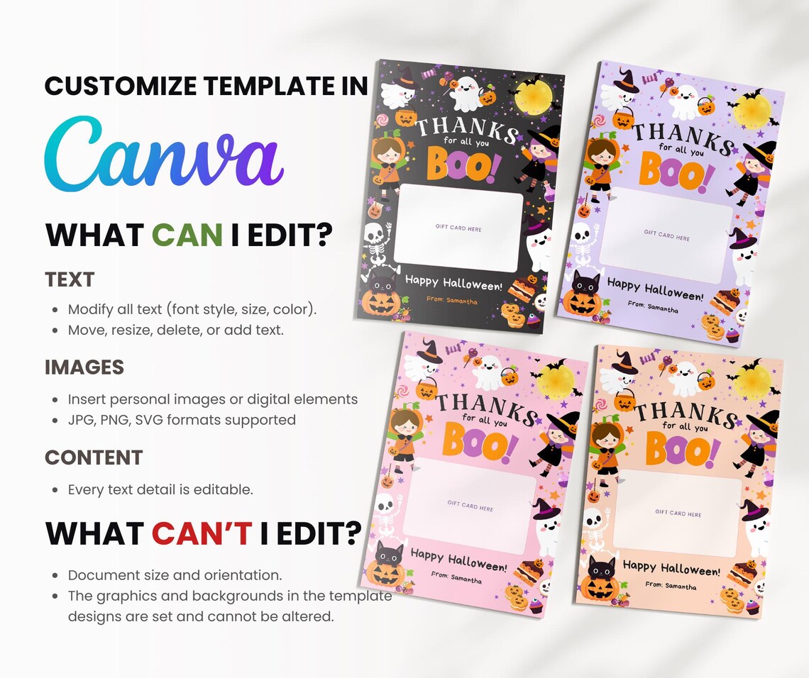 Halloween Gift Card Holder, Thanks for All You Boo Favor for Class Gift ...