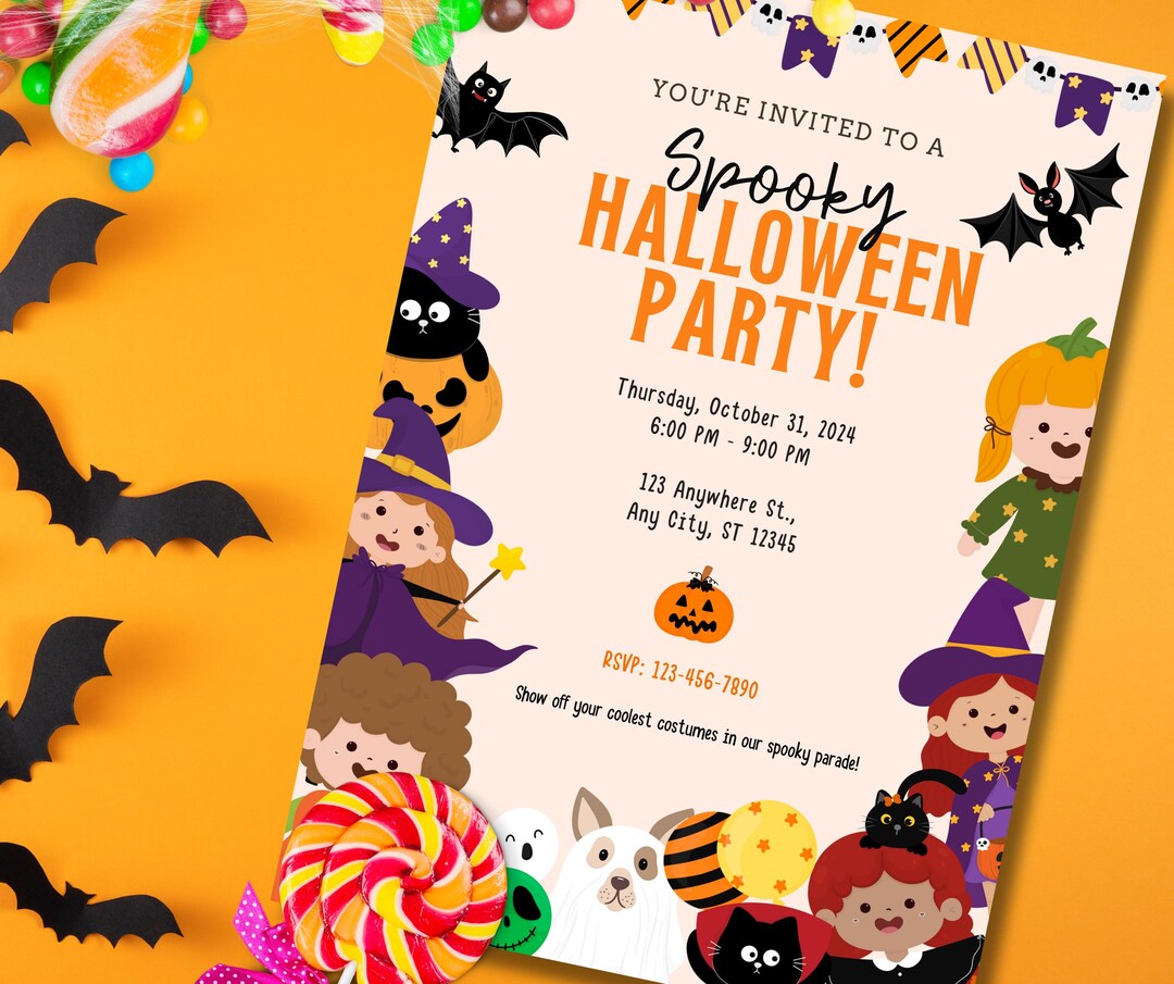Editable Halloween Party Invite, Digital Halloween Party Invitation ...