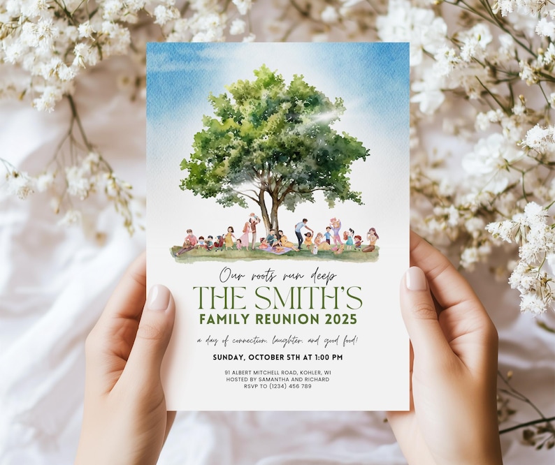 Family Reunion Invitation, Digital Family Gathering Party Invite ...