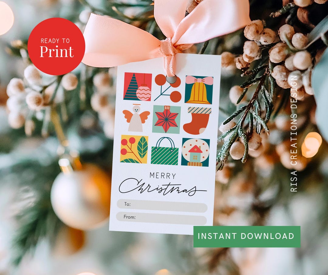 Merry Christmas Gift Tag, Editable Christmas Favor Tags Template ...