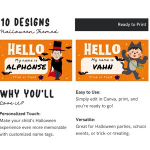 Editable Halloween Name Tags, Custom Trick-or-treat Label, Printable ...