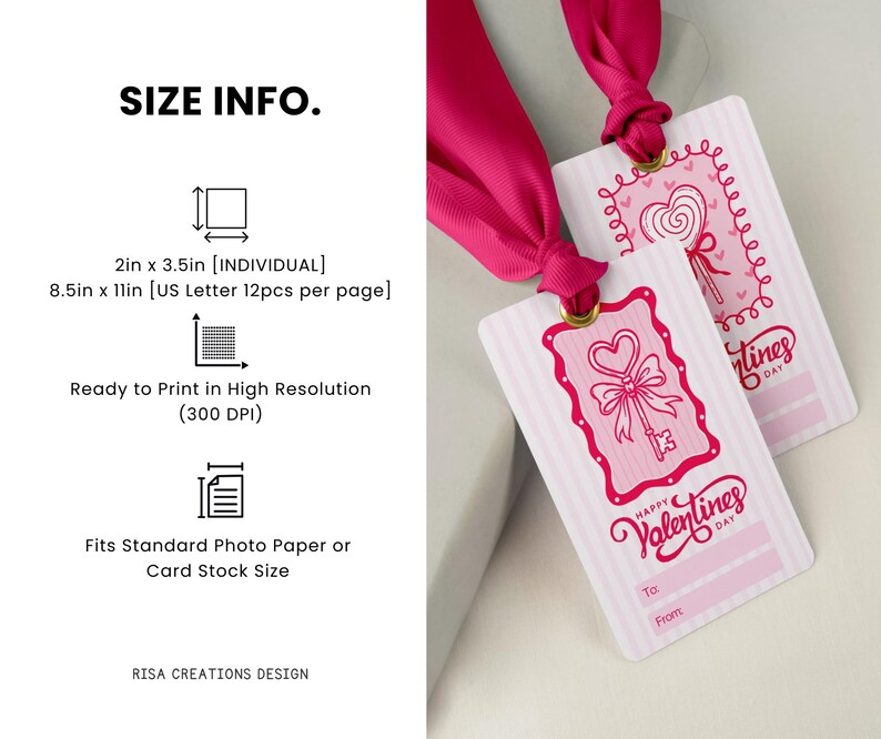 Printable Valentine's Gift Tags, Pink Vintage Valentines Tags, Editable ...