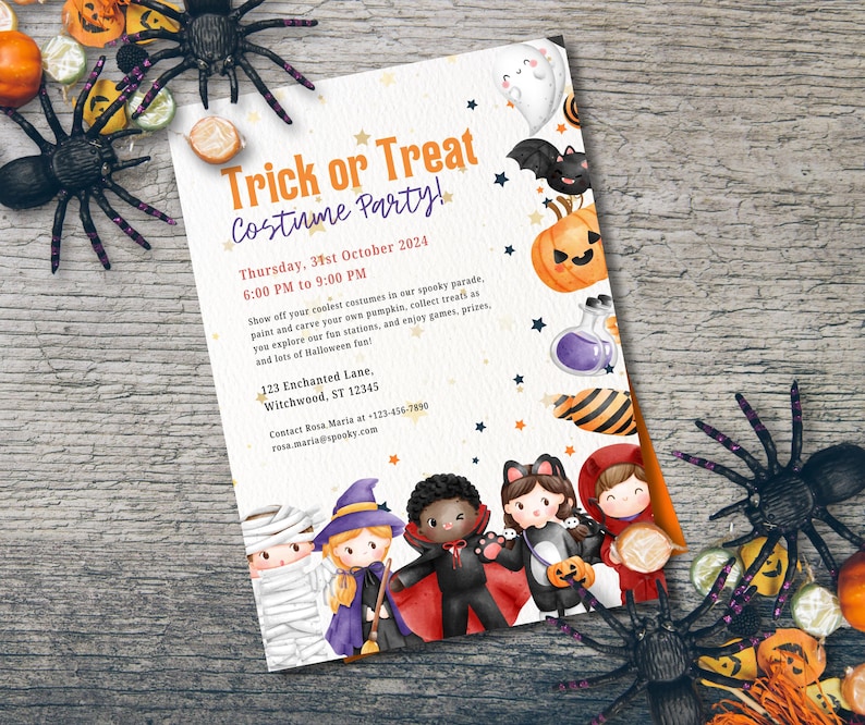 Editable Kids Halloween Party Invite, Halloween Party Invitation ...