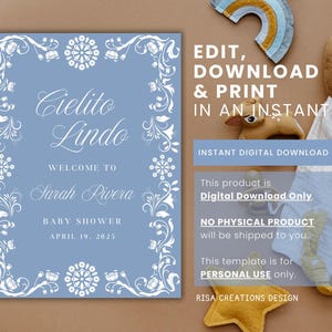 Editable Cielito Lindo Baby Shower Sign, Talavera Baby Shower Sign ...