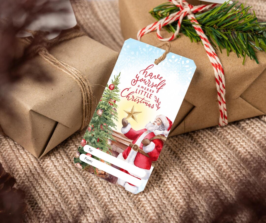 Printable Merry Christmas Gift Tags, Editable Holiday Favor Tags, Santa ...