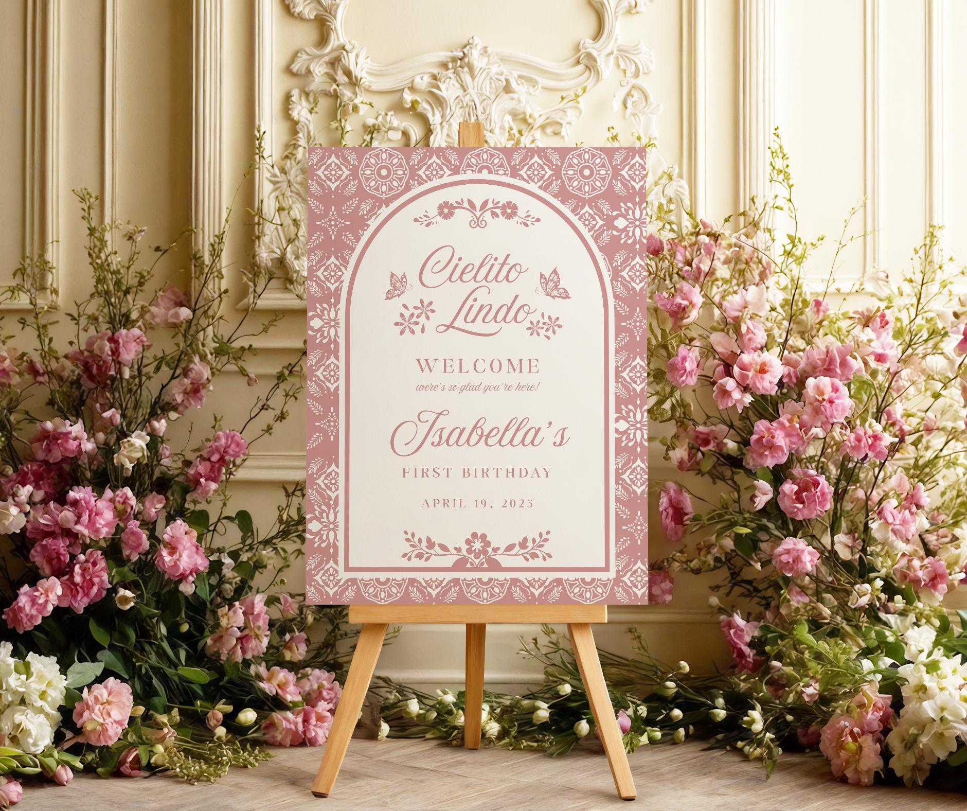 Editable Cielito Lindo Welcome Sign, Mexican Papel Picado Arch, Canva ...