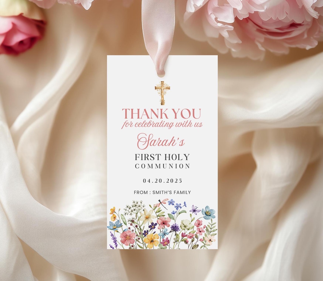 Editable Communion Thank You Tag, First Holy Communion Favor Tag ...