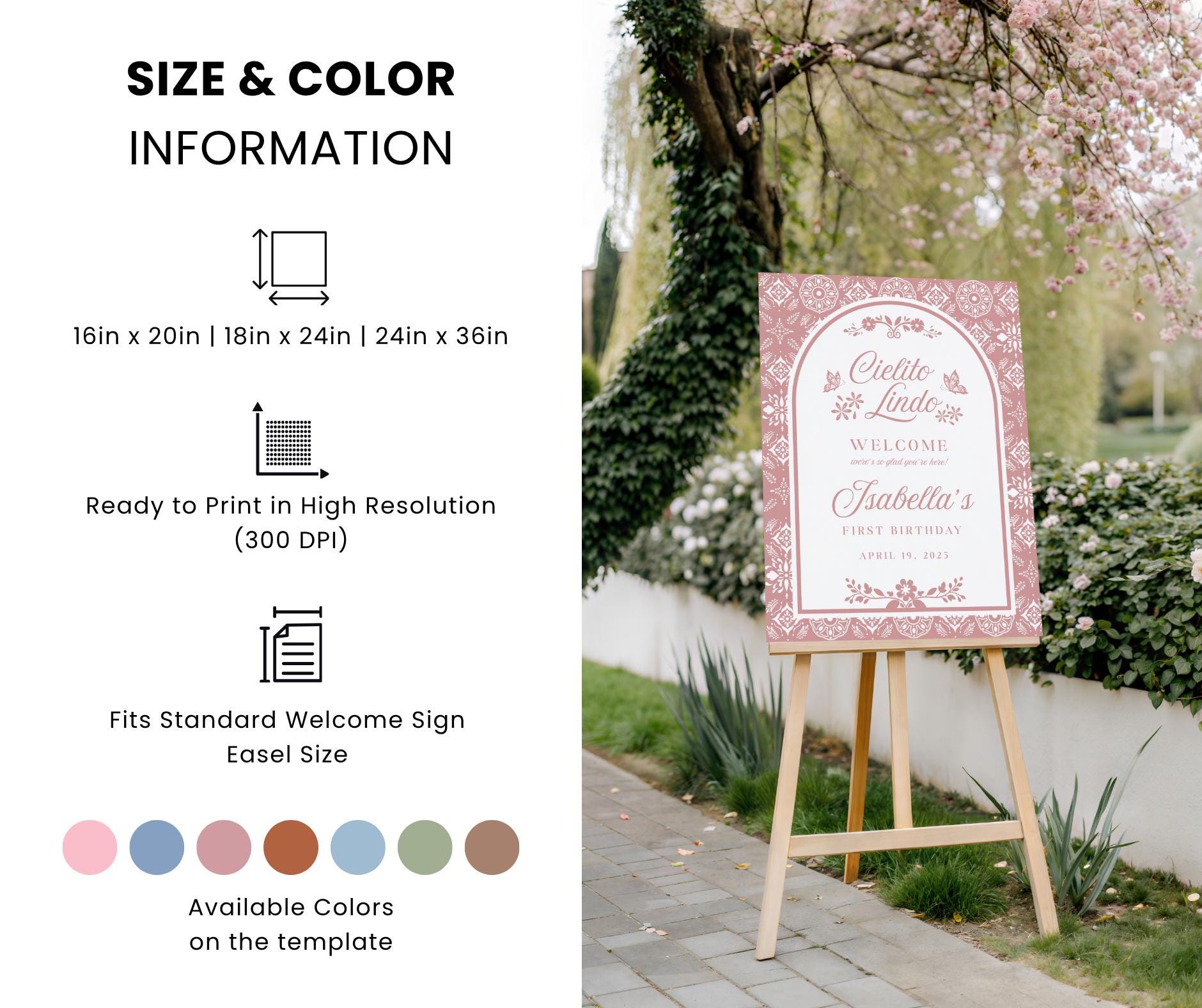 Editable Cielito Lindo Welcome Sign, Mexican Papel Picado Arch, Canva ...