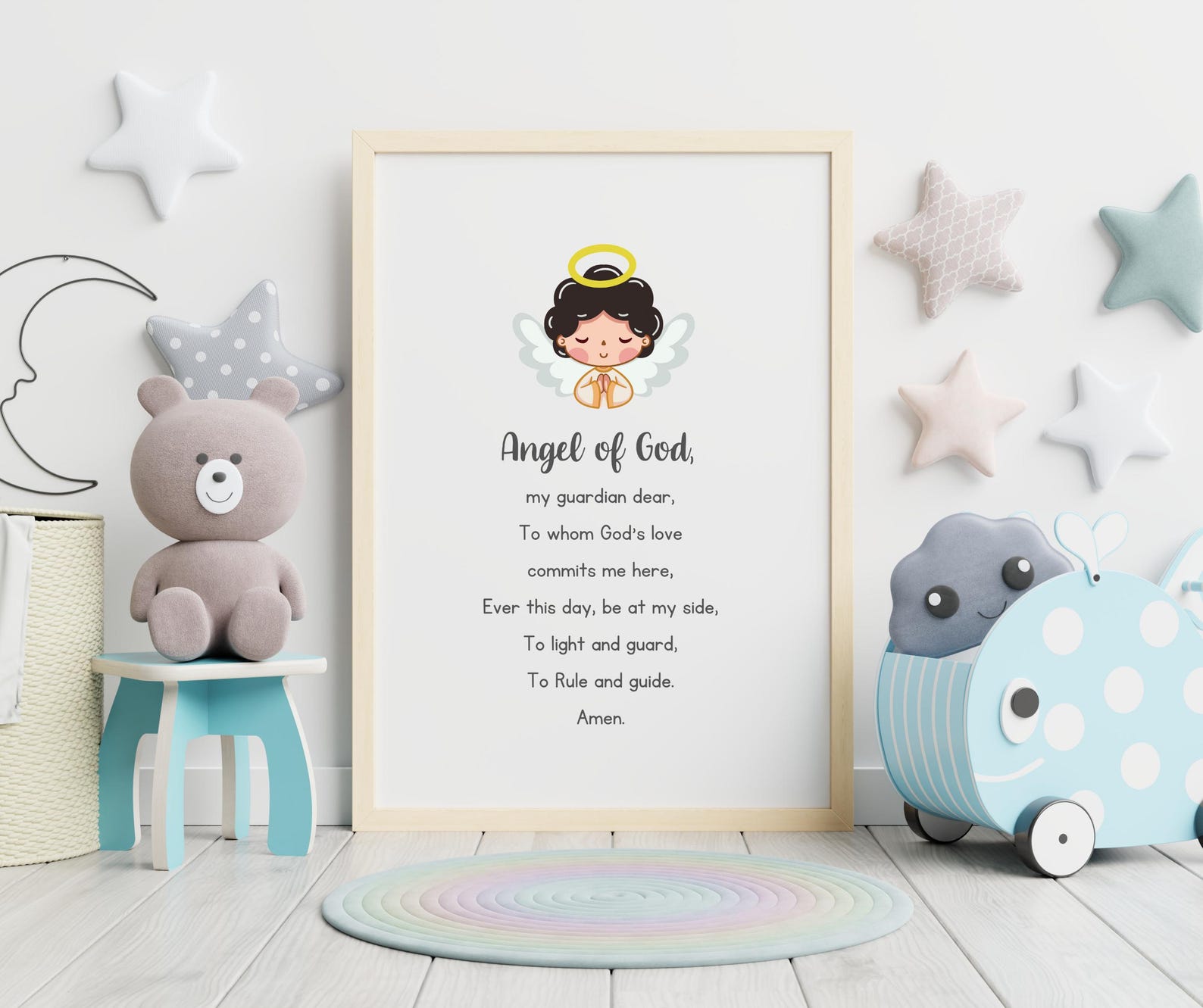 Guardian Angel Prayer Poster Nursery Wall Art for Playroom Decor ...
