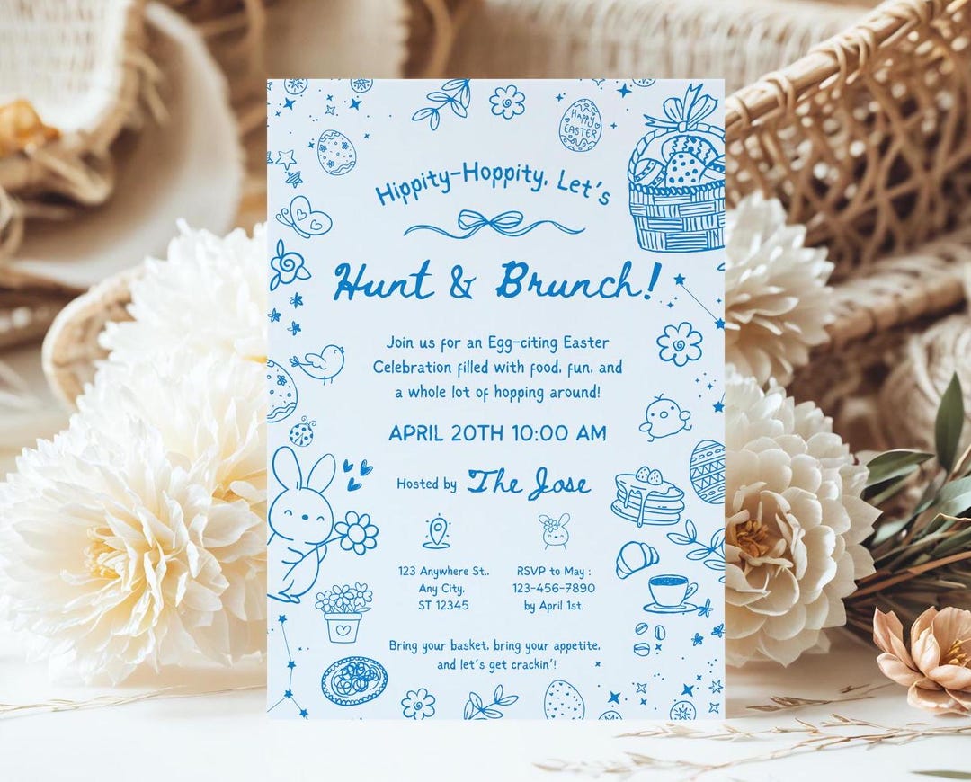 Easter Egg Hunt Invitation, Easter Brunch Party Invite, Printable ...